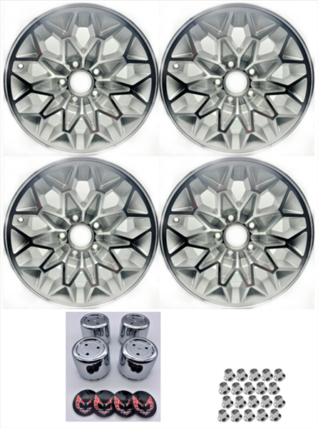 15 X 8 Cast Aluminum Silver Snowflake Wheel Kit.