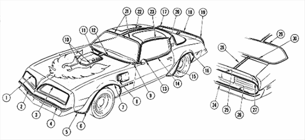 1978 Trans Am Special Edition pinstripe kit for GOLD car