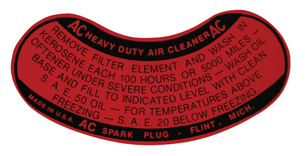 1955-57 Chevy Air Cleaner Service Decal Two 4 Bbl Equipp...