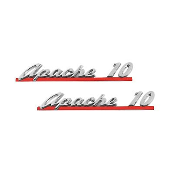 1961 Chevrolet Truck Apache 10 Hood Side Emblems. Pair.