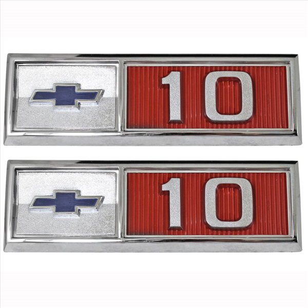 1965 Chevrolet Truck 10 with Bowtie Cowl Side Emblems. Pair.