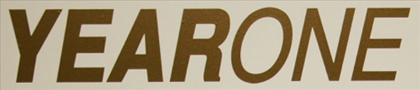 YEARONE 12 window decal. Gold. Each.