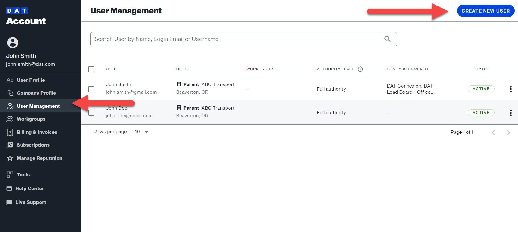Add a new user and purchase a new seat | Welcome to DAT One Help Center