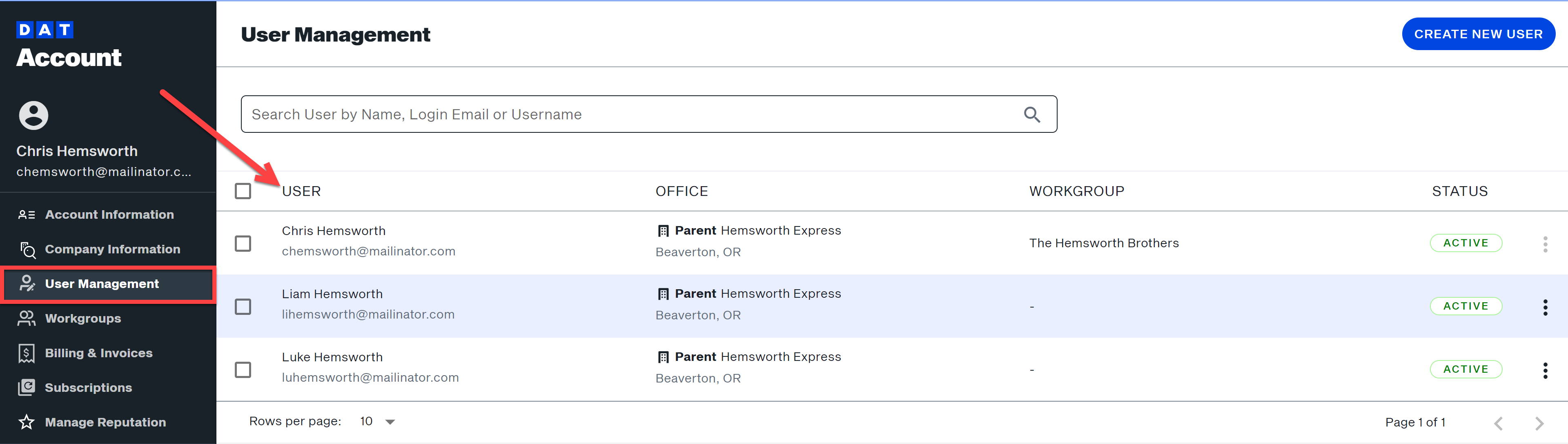 View my users | Welcome to DAT One Help Center