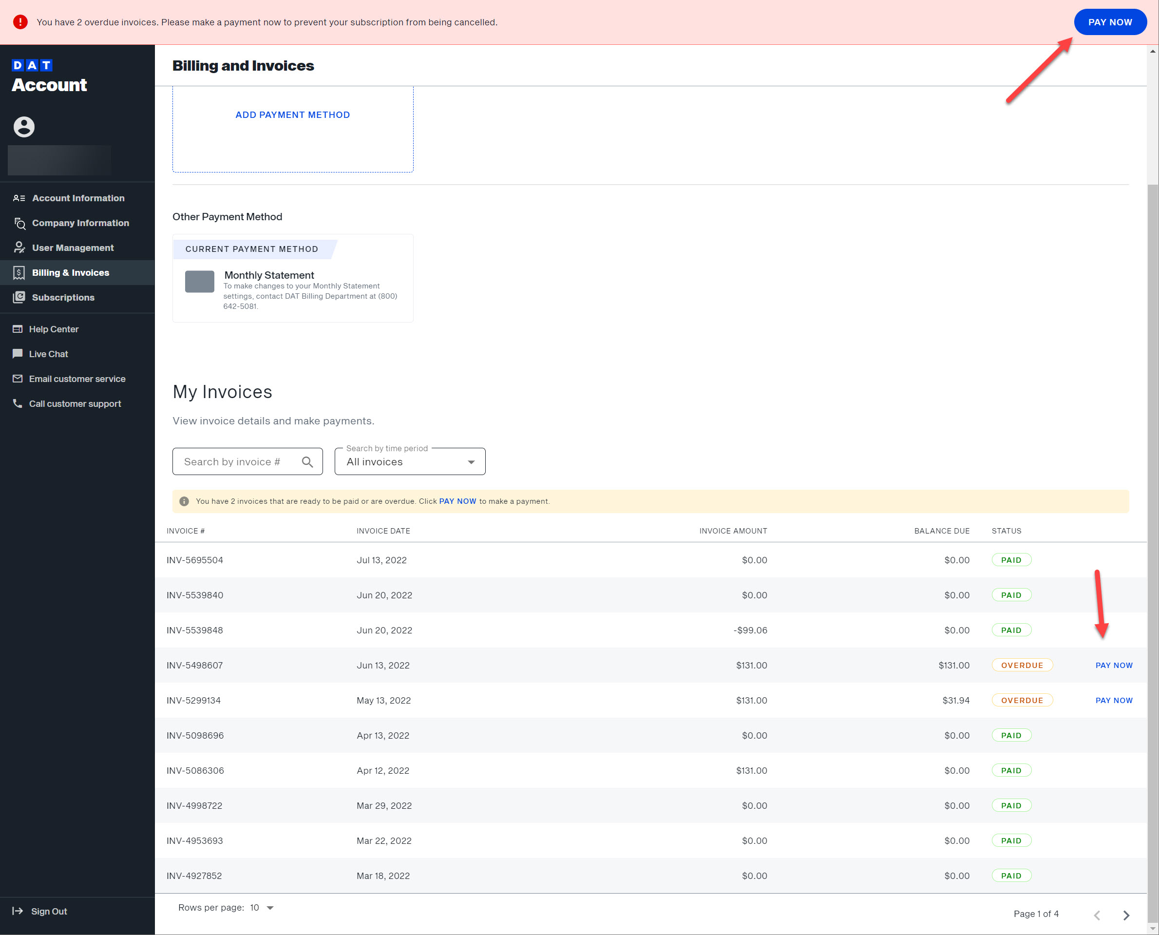 One time payments | Welcome to DAT One Help Center