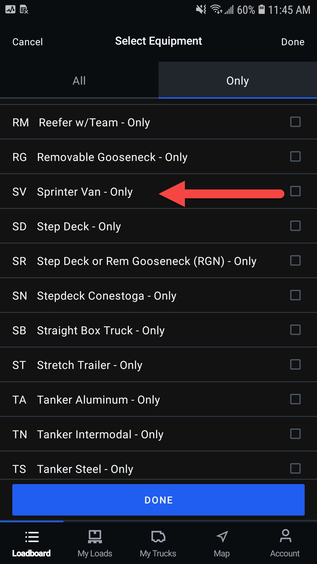 Using the Sprinter Van equipment type | Welcome to DAT One Help Center