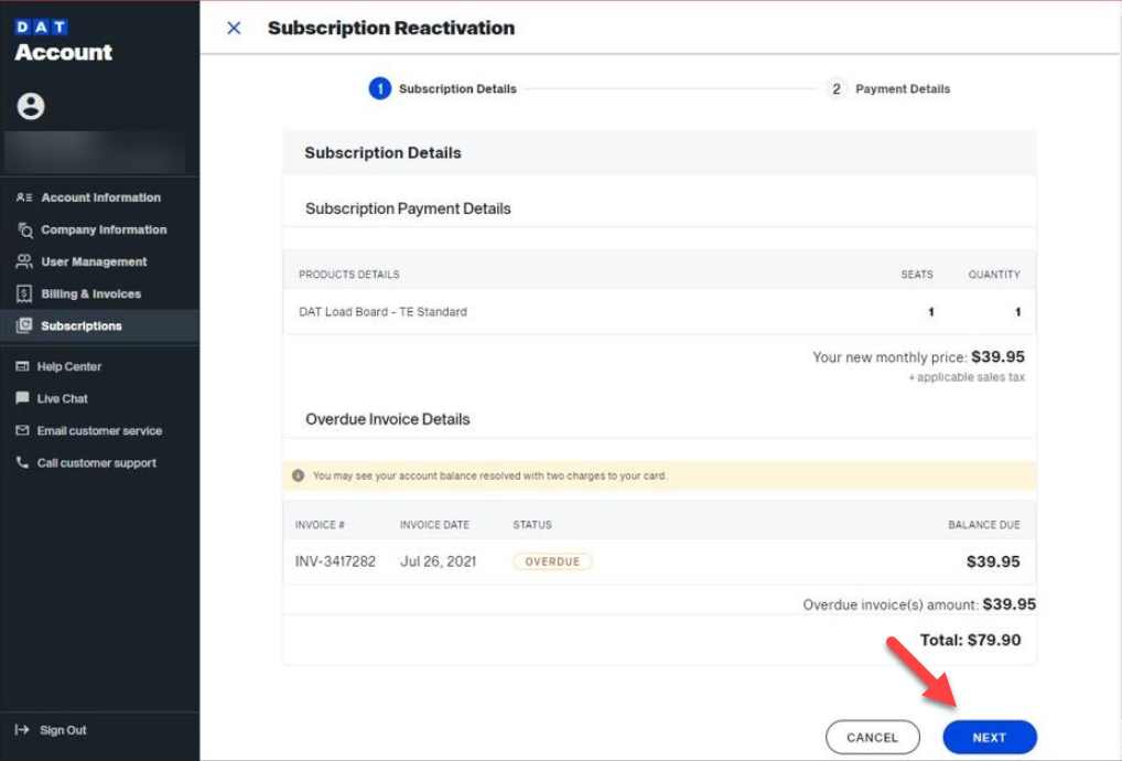 Reactivate / restart my DAT service or account | Welcome to DAT One ...
