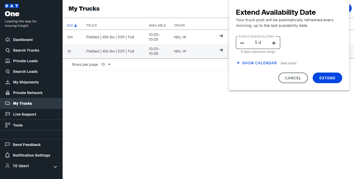 Extend the life of your truck posting | Welcome to DAT One Help Center