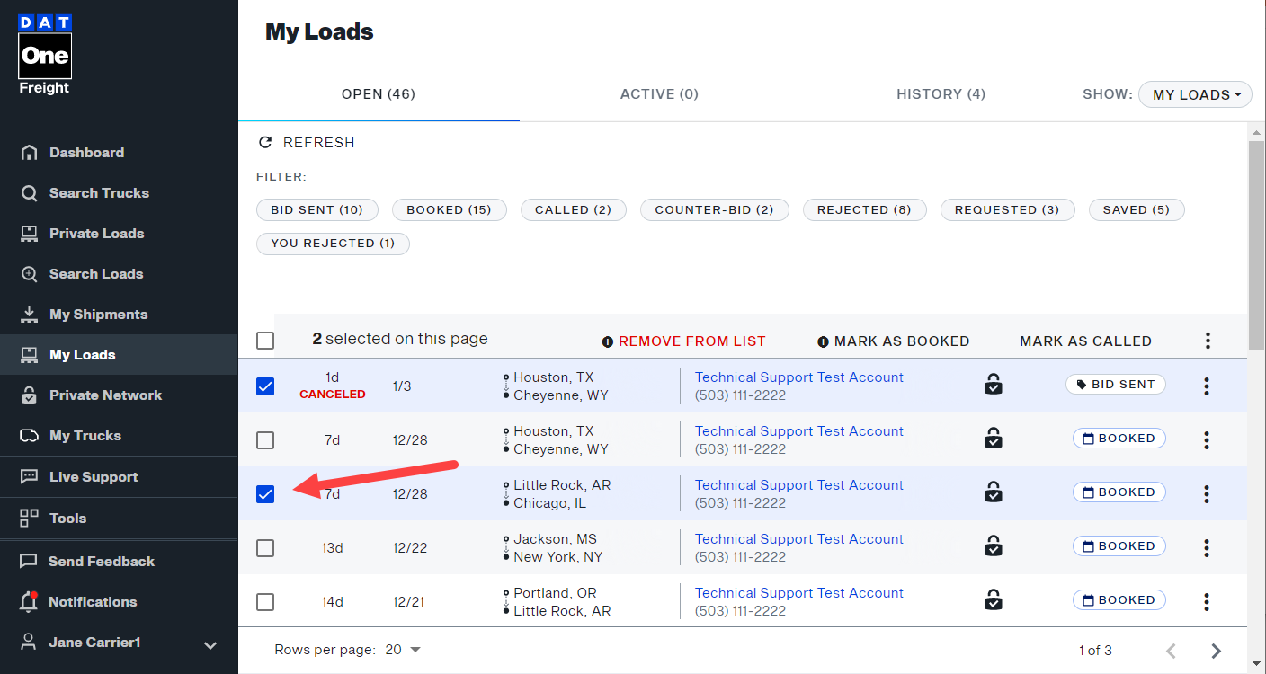 Update multiple loads at one time | Welcome to DAT One Help Center