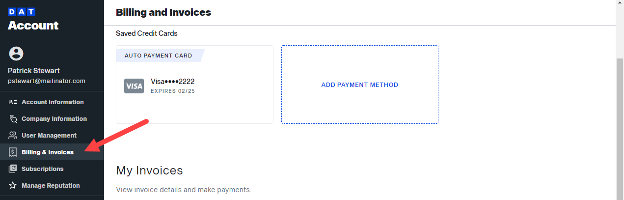 Pay for my service | Welcome to DAT One Help Center