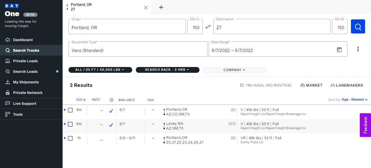 [Video] Search for trucks | Welcome to DAT One Help Center