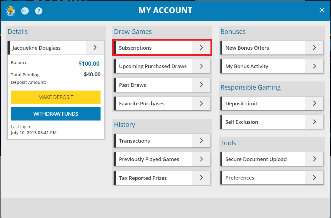 Update a Payment Method on a Subscription | Michigan Lottery FAQ