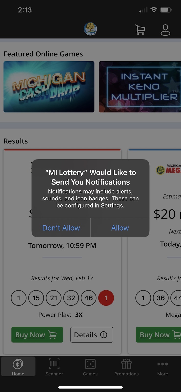 Opting In to Mobile App Push Notifications | Michigan Lottery FAQ