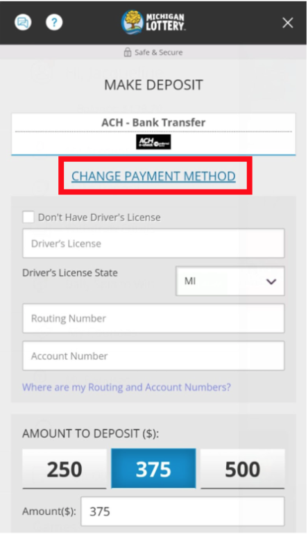 How to Change Deposit Method | Michigan Lottery FAQ