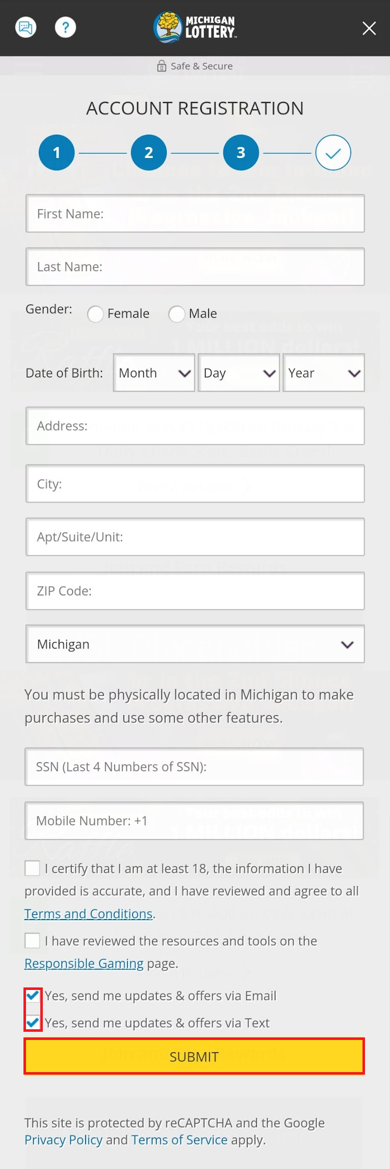 Help with Registering | Michigan Lottery FAQ