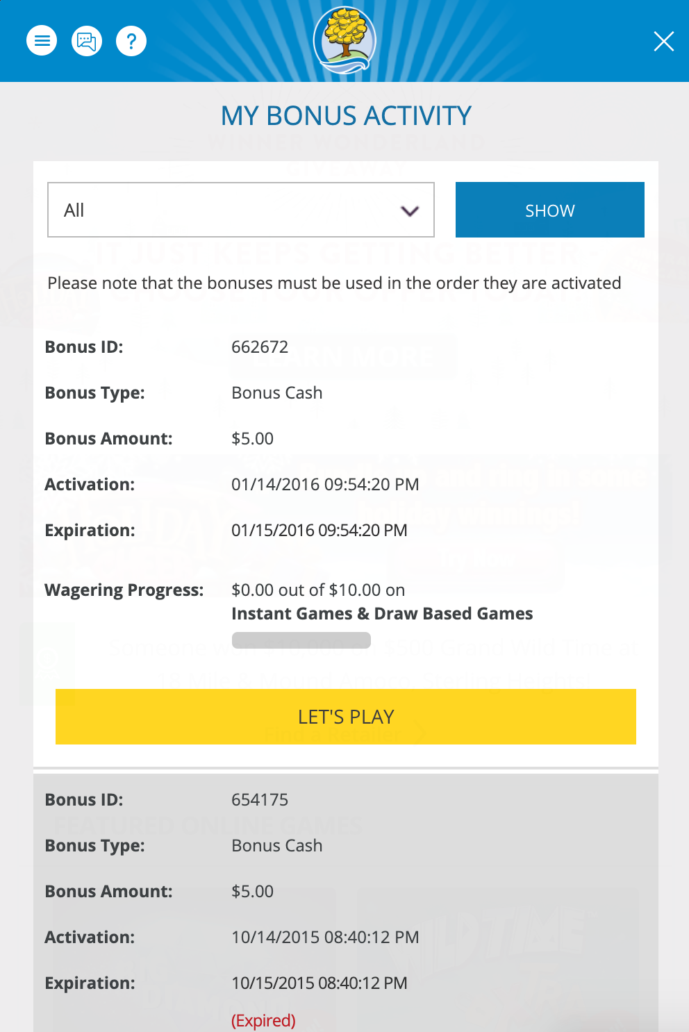 My Bonus Activity Information | Michigan Lottery FAQ
