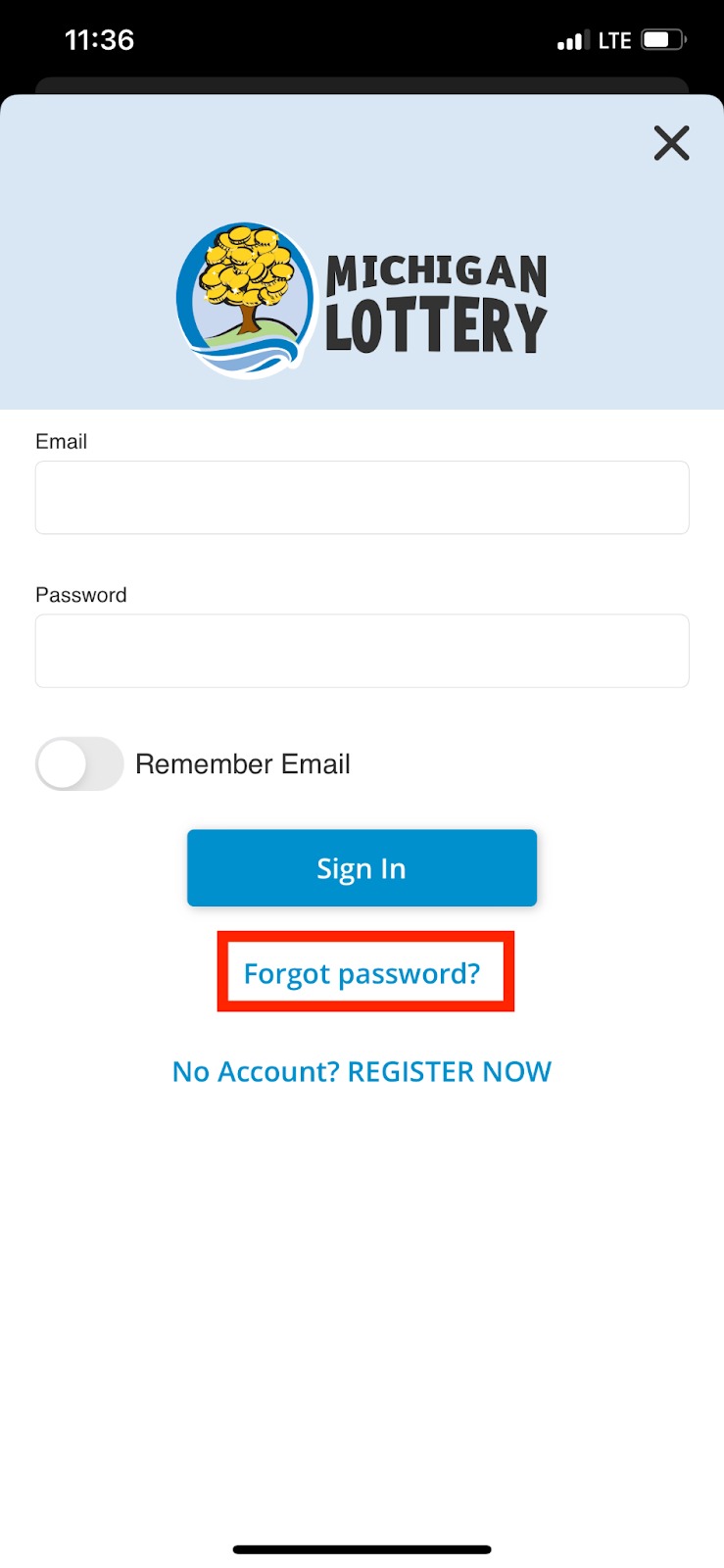 I Forgot My Password | Michigan Lottery FAQ
