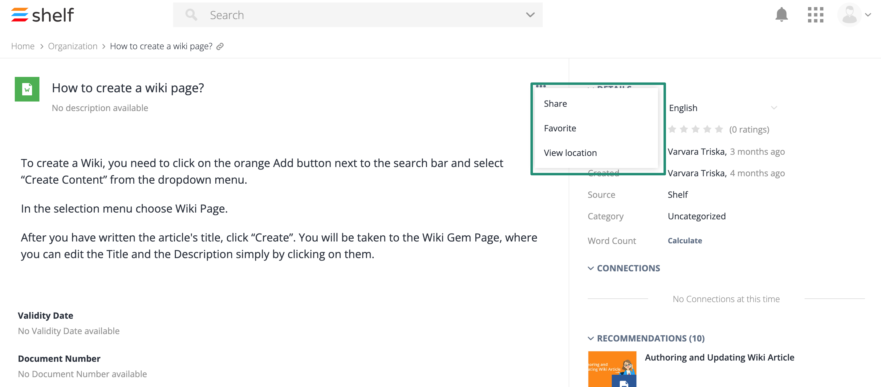 Gem View Page Overview | Shelf Help Center