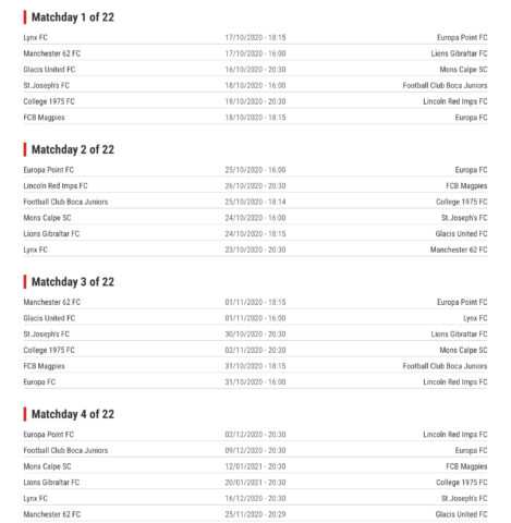 Fixture list announced for start of new season