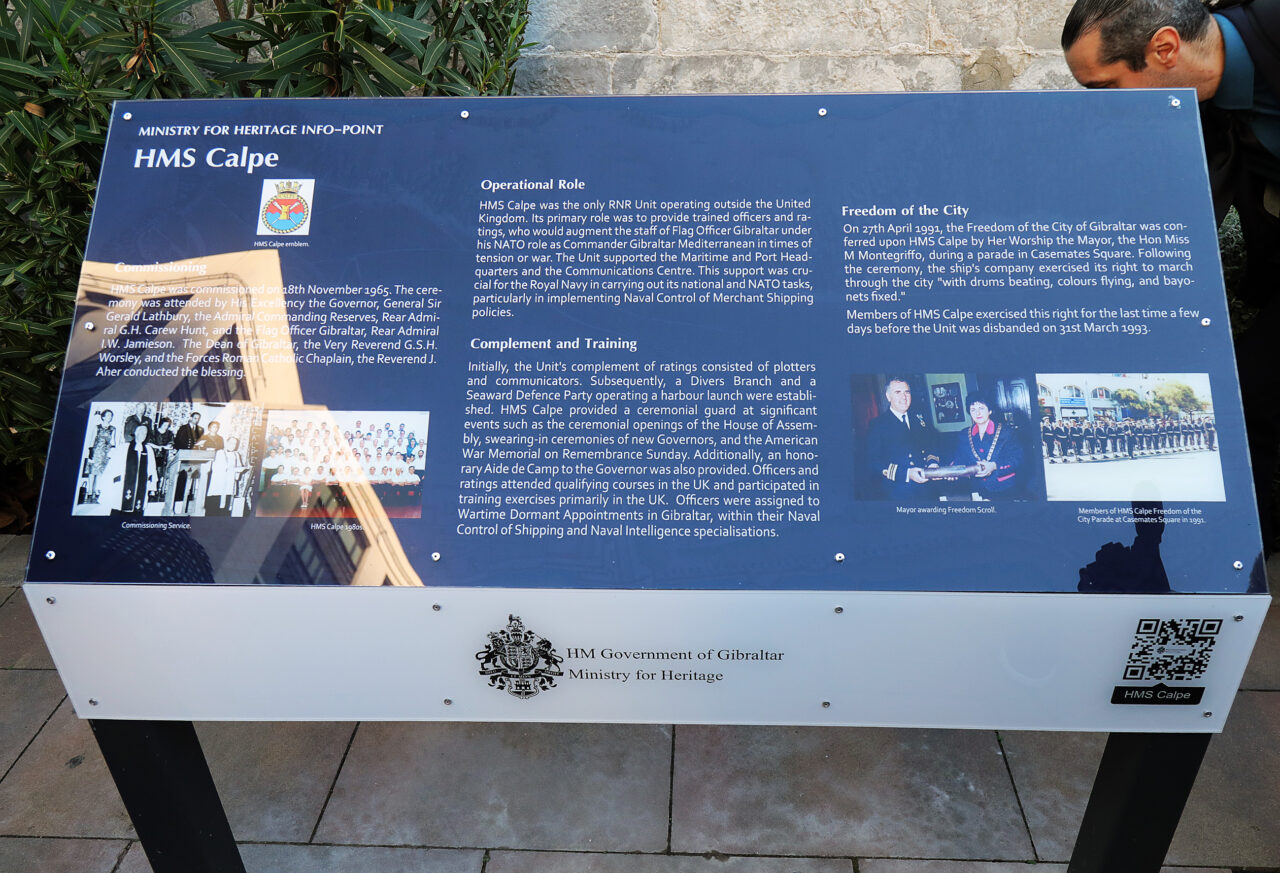 Cortes unveils HMS Calpe interpretation panel and commemorative plaque