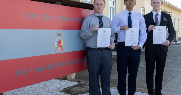 Three new recruits for the Royal Gibraltar Regiment