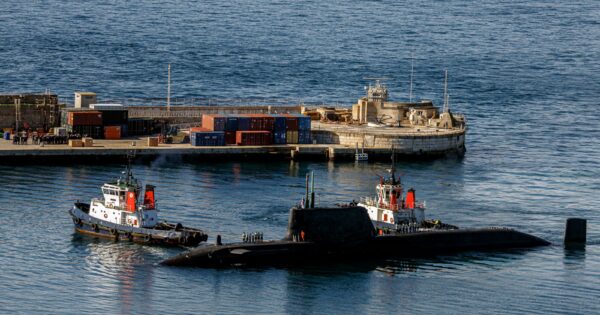 Astute-class submarine docks in Gibraltar