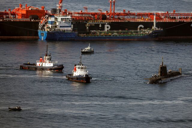 Astute-class submarine docks in Gibraltar
