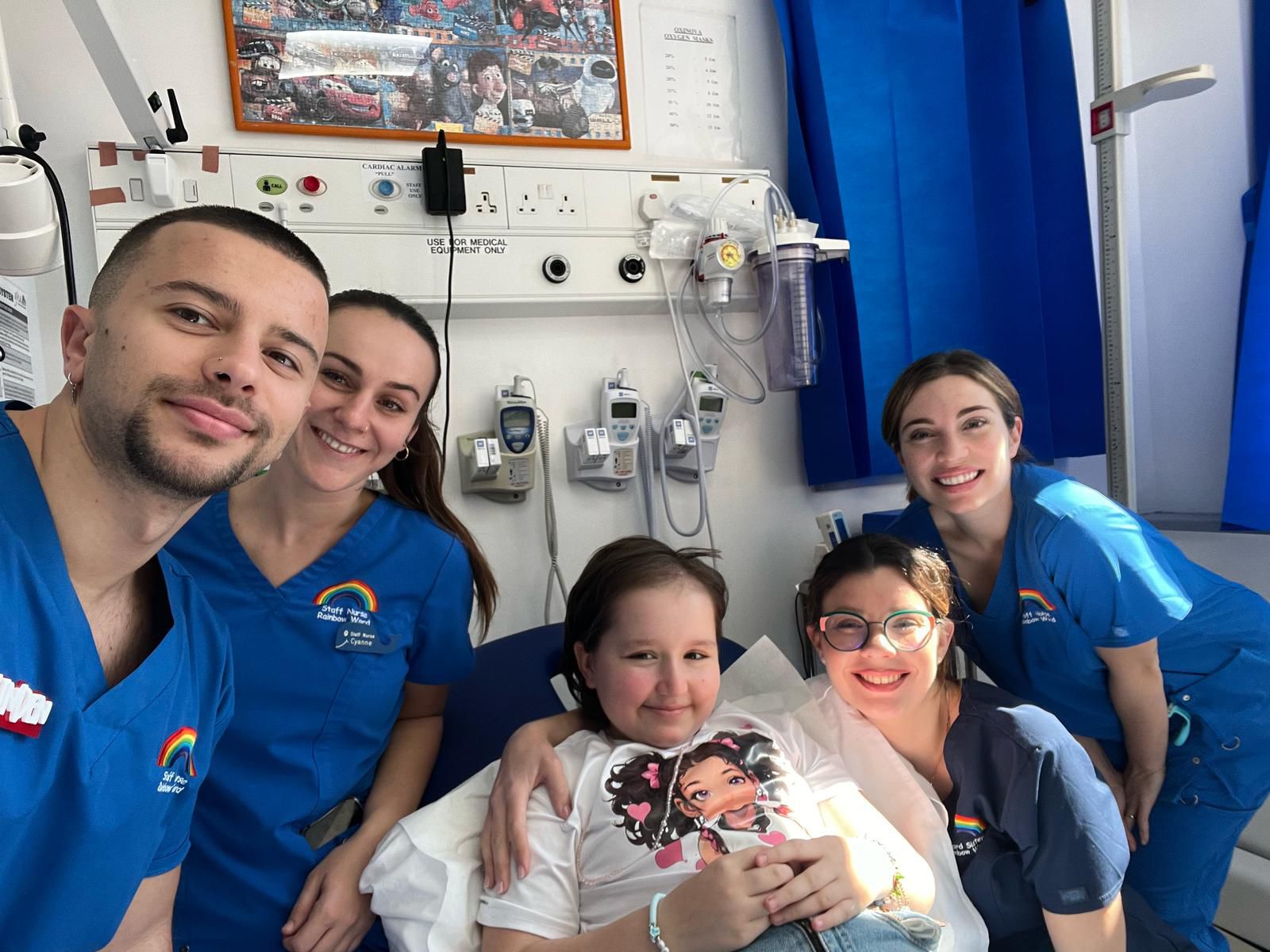Cancer survivor Alba rings bell at Great Ormond Street Hospital