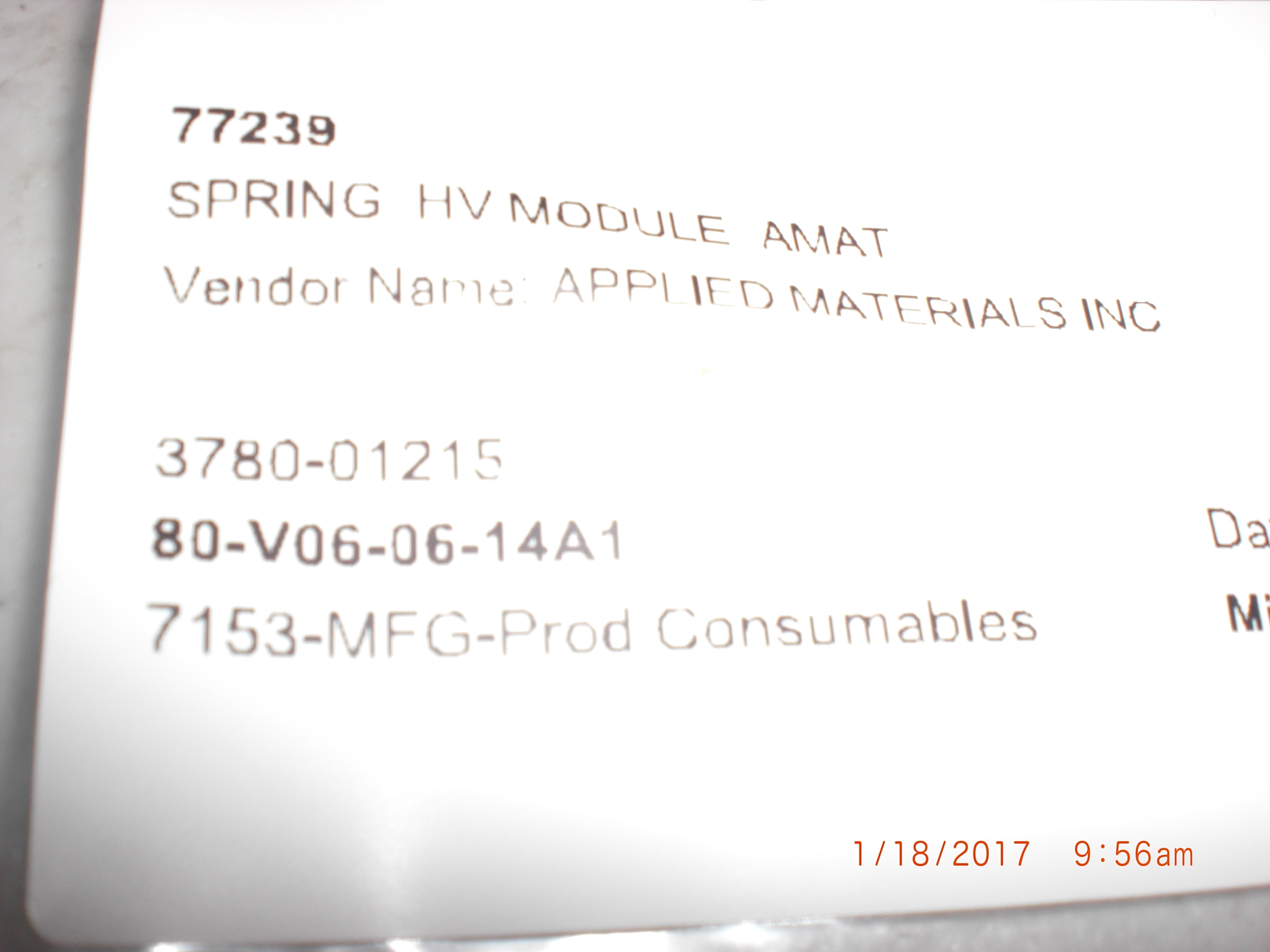 APPLIED MATERIALS AMAT 3780-01215 : GetSpares, LLC