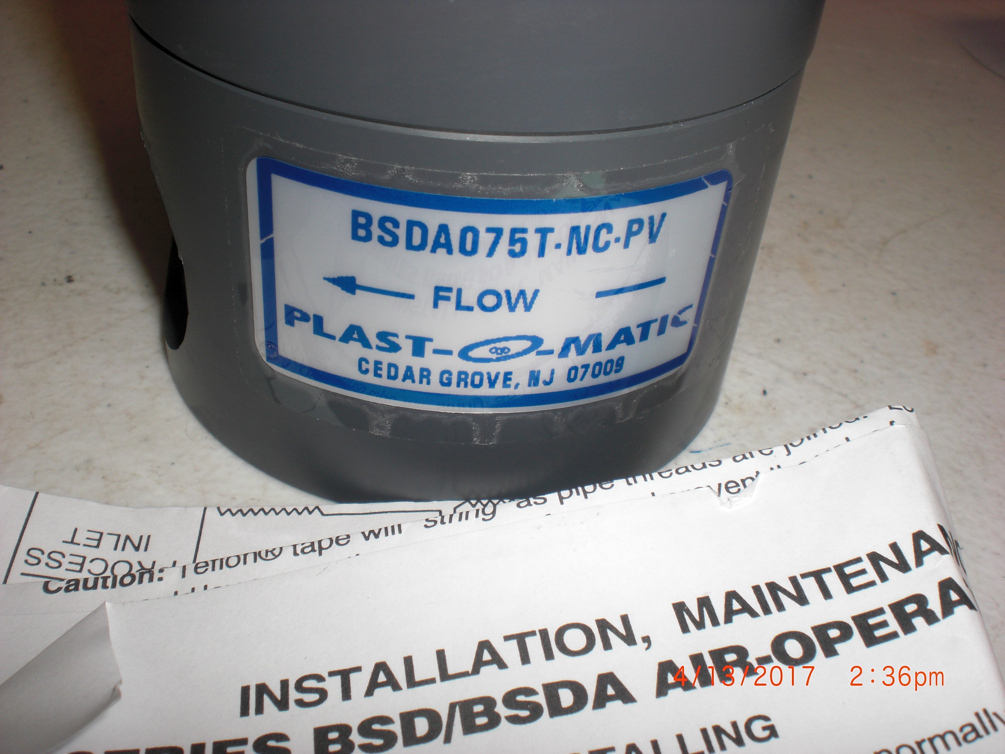 PLAST-O-MATIC VALVES INC. BSDA075T-NC-PV : GetSpares, LLC