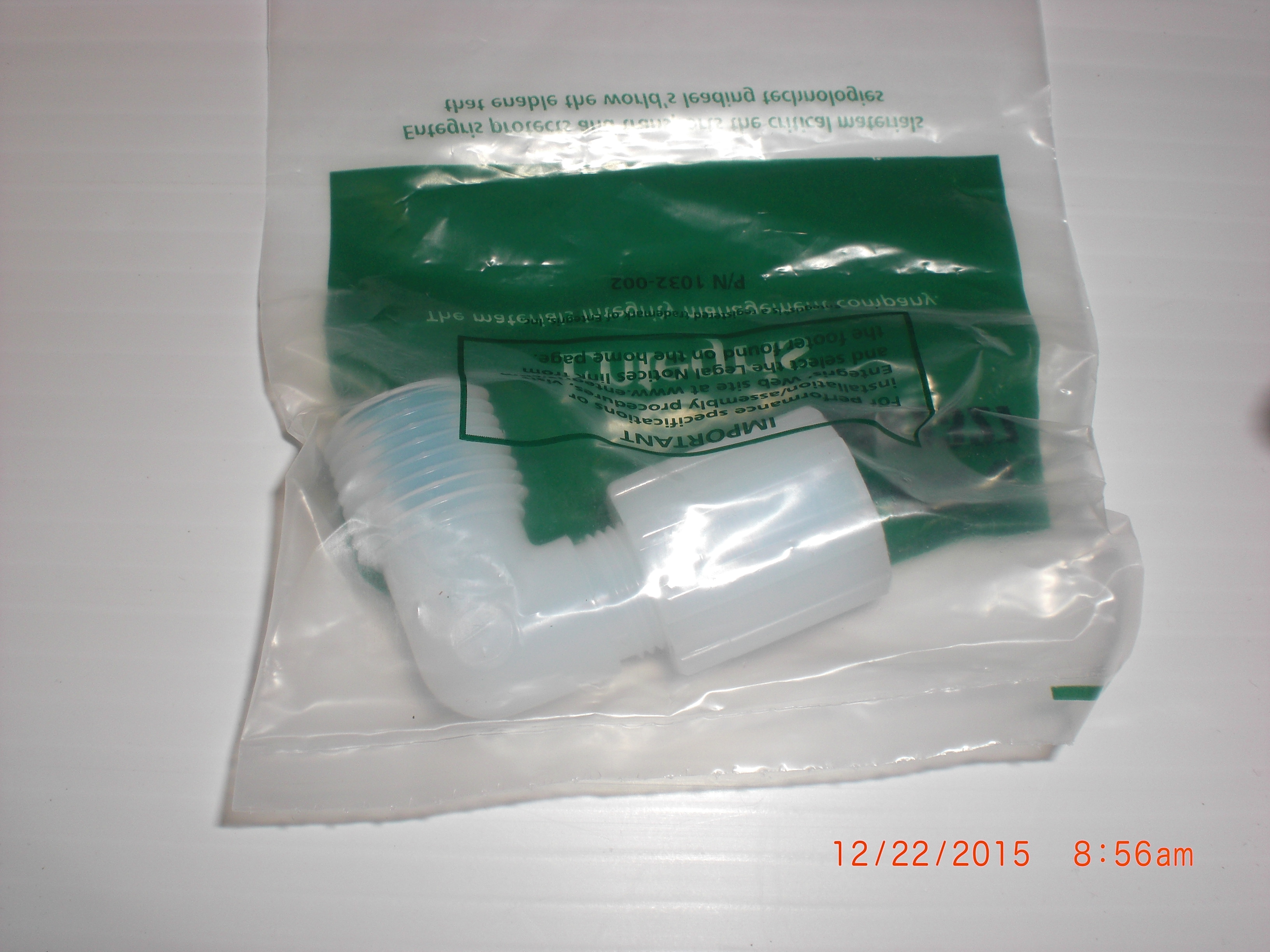 Fitting ENTEGRIS E6-8FN-3 ELBOW, 3/8"OD TUBE X 1/2"MNPT, PFA WITH PVDF ...