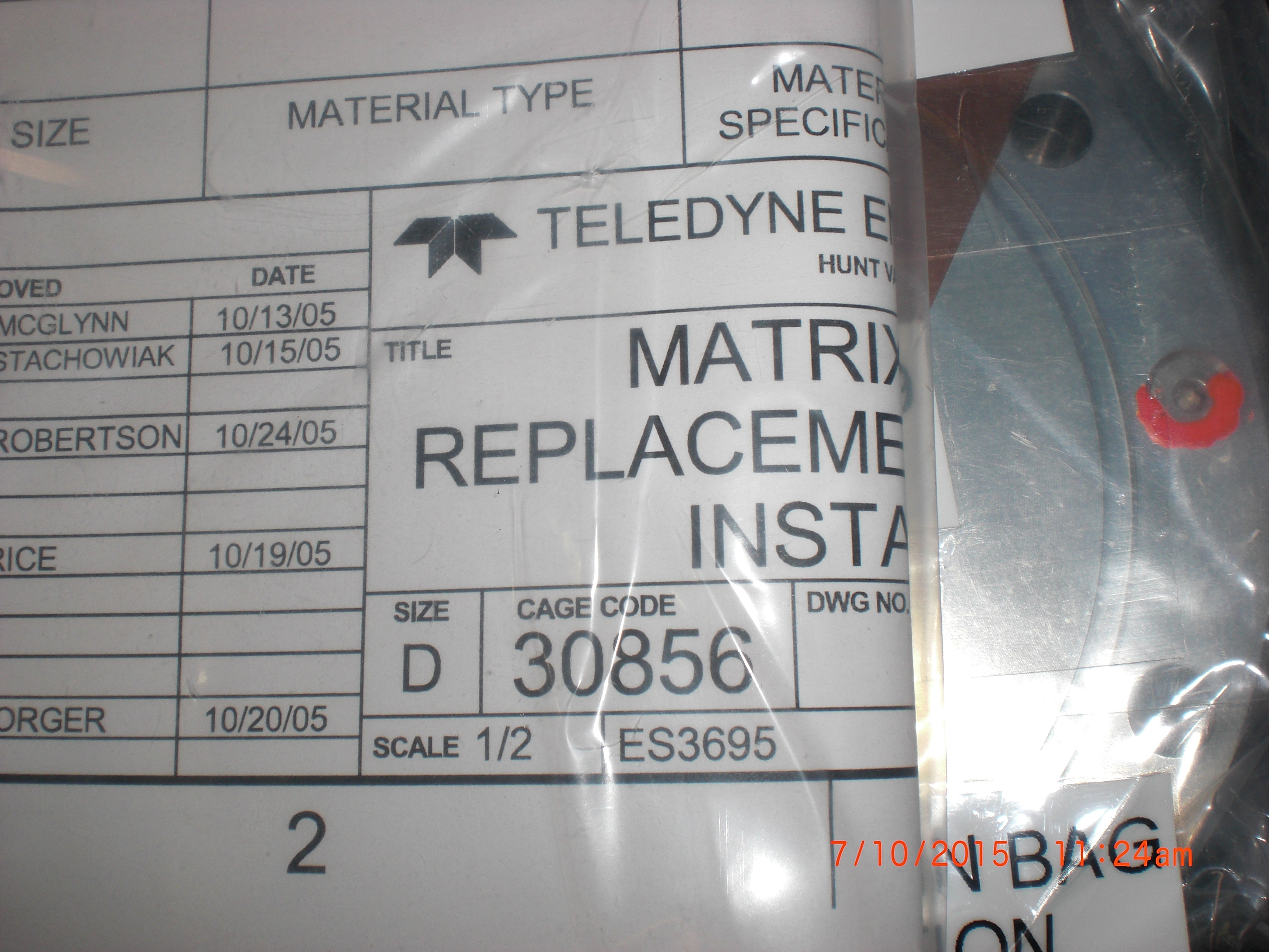 Kit Matrix Barrier Replacement TELEDYNE ENERNGY SYSTEMS ES-M14218-009 ...