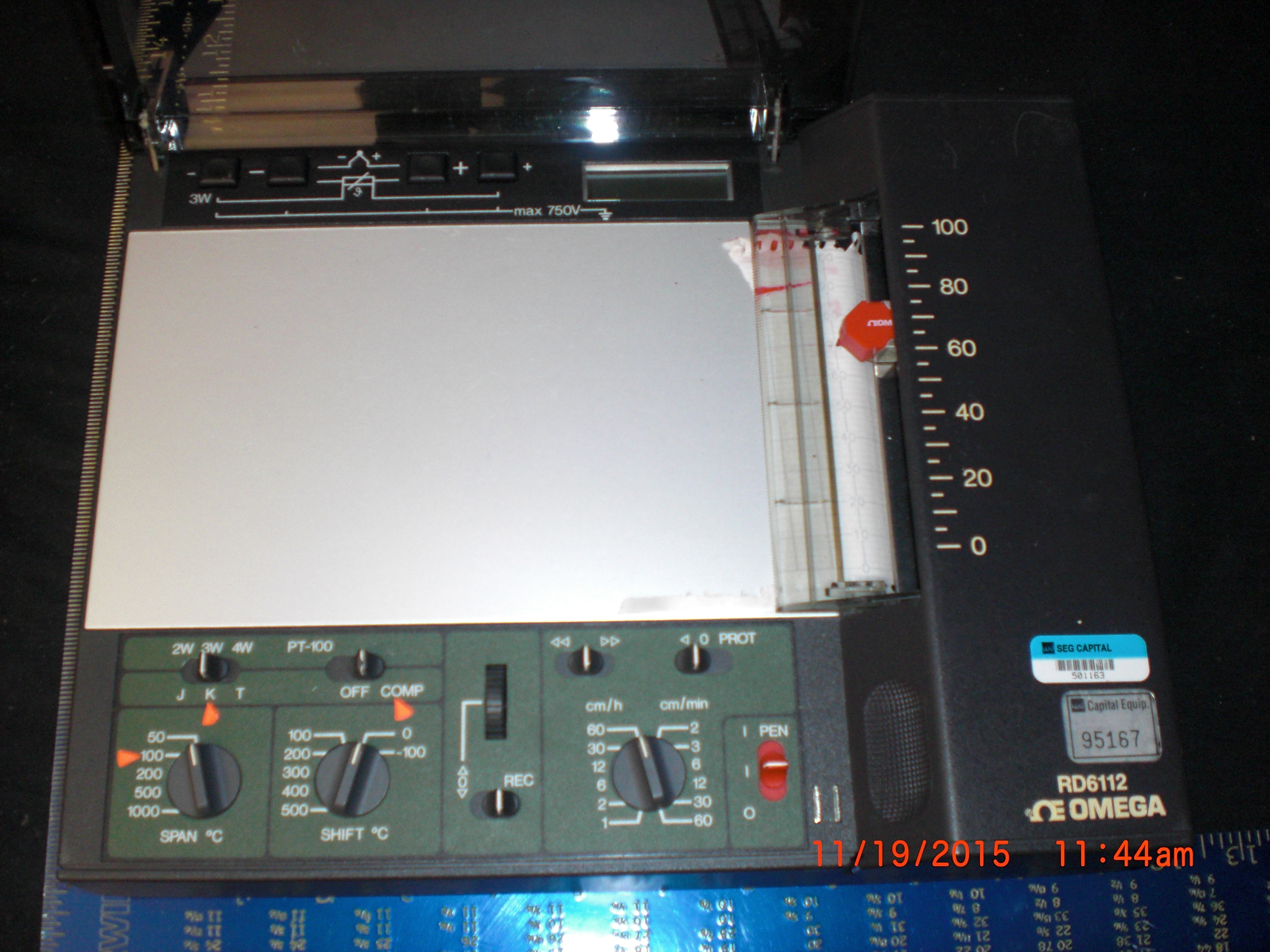 Instrument Chart Recorder OMEGA RD6112 Temperature w/o power supply ...
