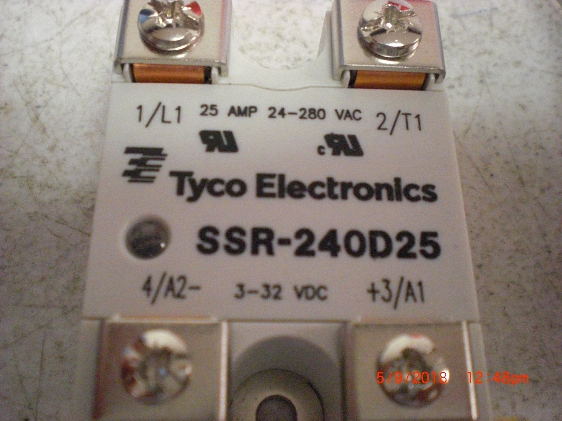 Relay Tyco Electronics Ssr-240d25 Solid State 25a 24-250vac 3-32vdc for ...