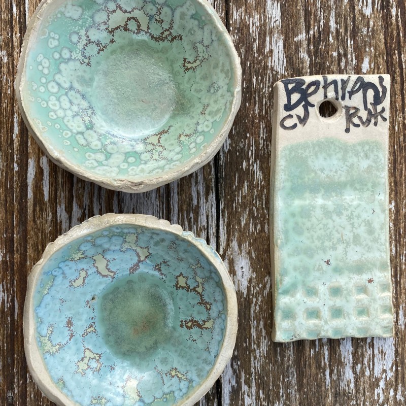 Behrens Satin Matte + Boron Frit. 2 samples, 2gr. Frit JM169, 4 gr ...