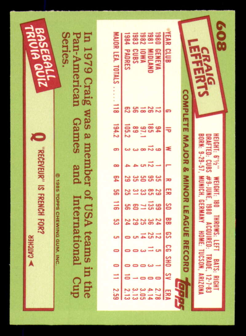1985 Topps Tiffany Set Break 600-792 * Pick Your Card * Front and Back ...