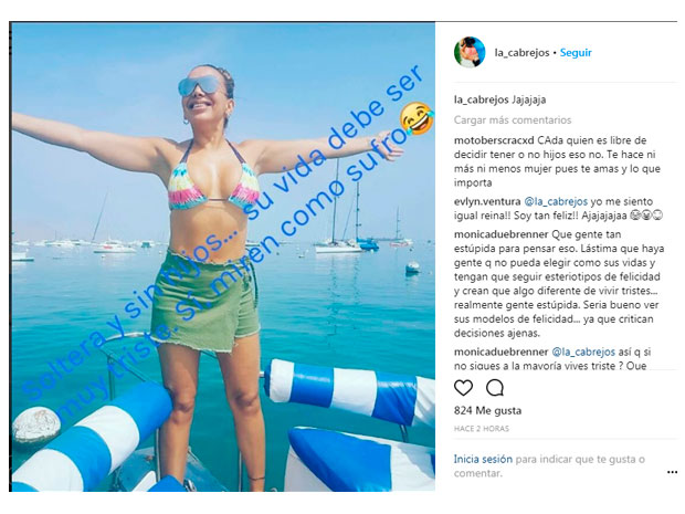 Mónica Cabrejos se burla de los que critican su soltería sin hijos [FOTO] | El Popular