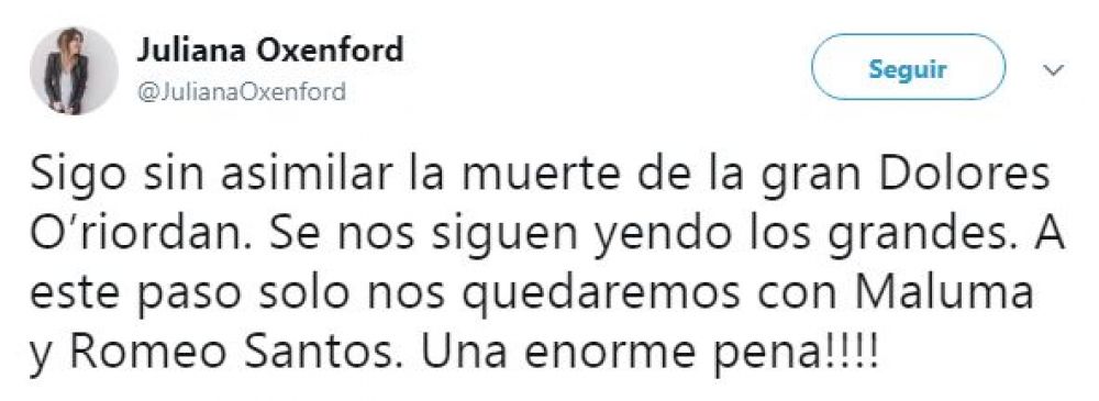 Juliana Oxenford causa polémica con tuit tras muerte de Dolores O'Riordan | Espectáculos | La ...