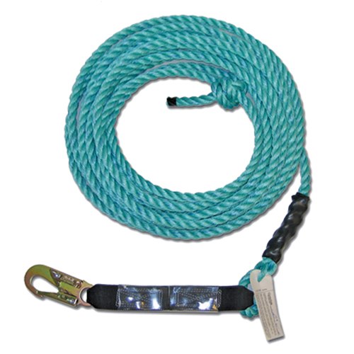 25' Vertical Lifeline Assembly w/ Shock Pack, Positioning Device & 18 ...