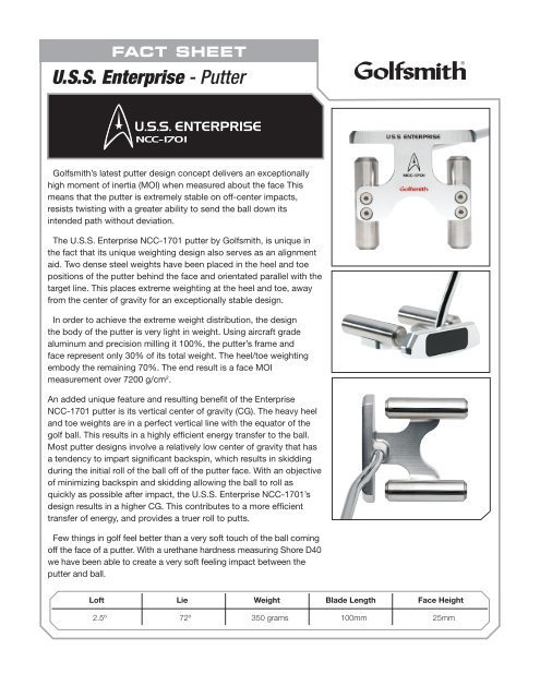 Golfsmith U.S.S. Enterprise NCC-1701 Putter - Putters - GolfWRX