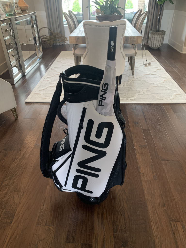 NEW 2020 PING TOUR STAFF BAG + PING UMBRELLA (ok was taken to range ...