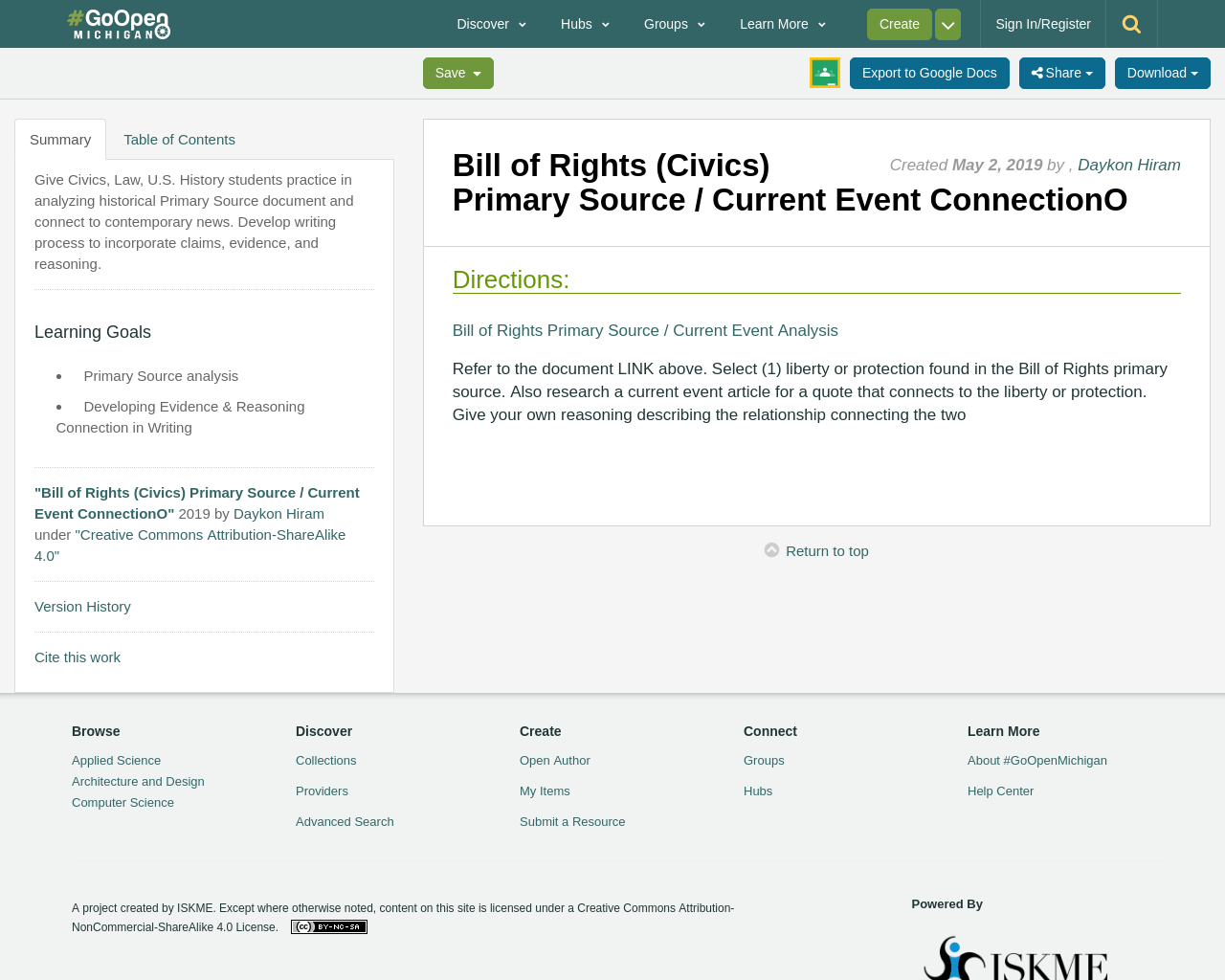 Bill of Rights (Civics) Primary Source / Current Event ConnectionO ...