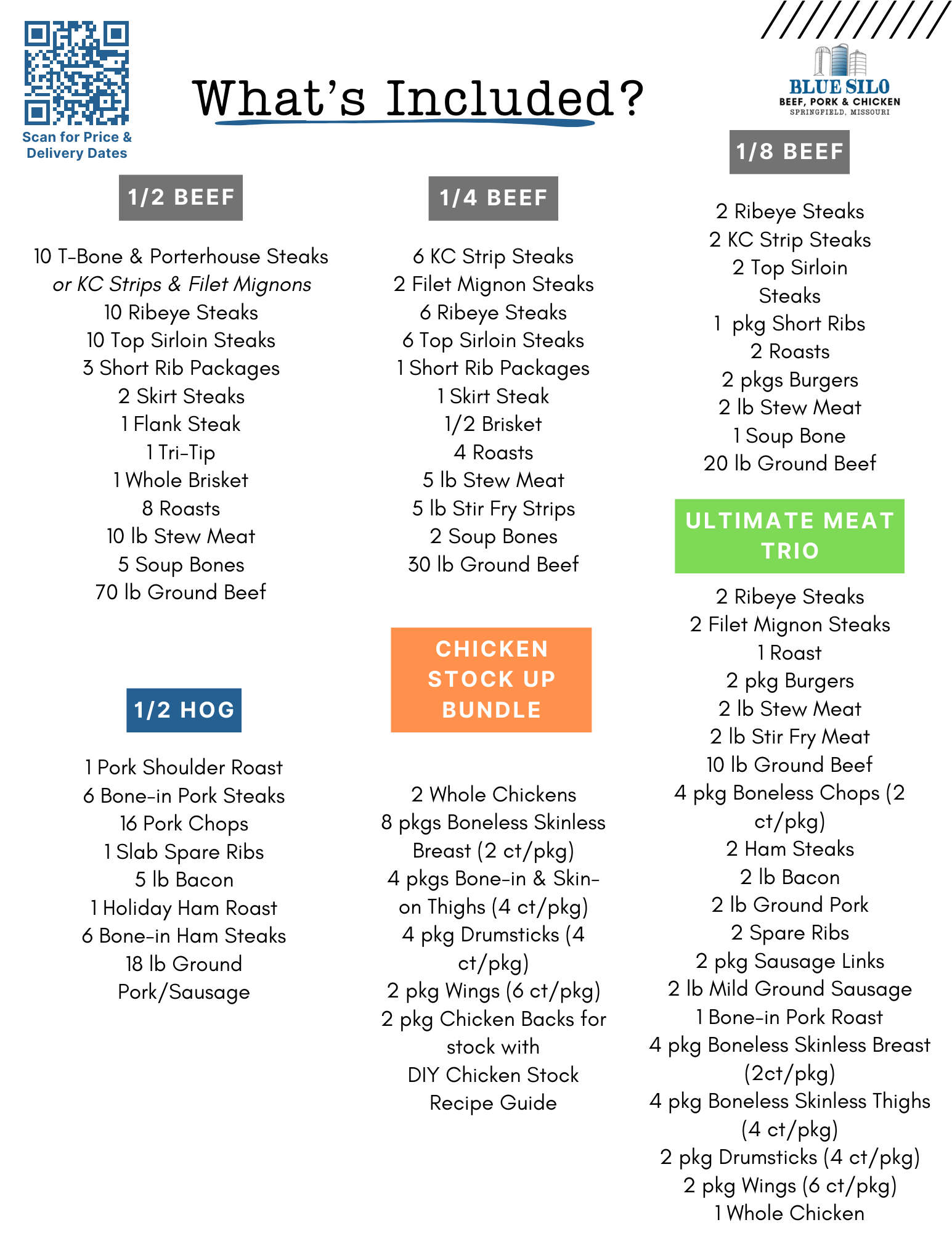 Bulk Meat Packages | Beef, Pork & Chicken - Blue Silo