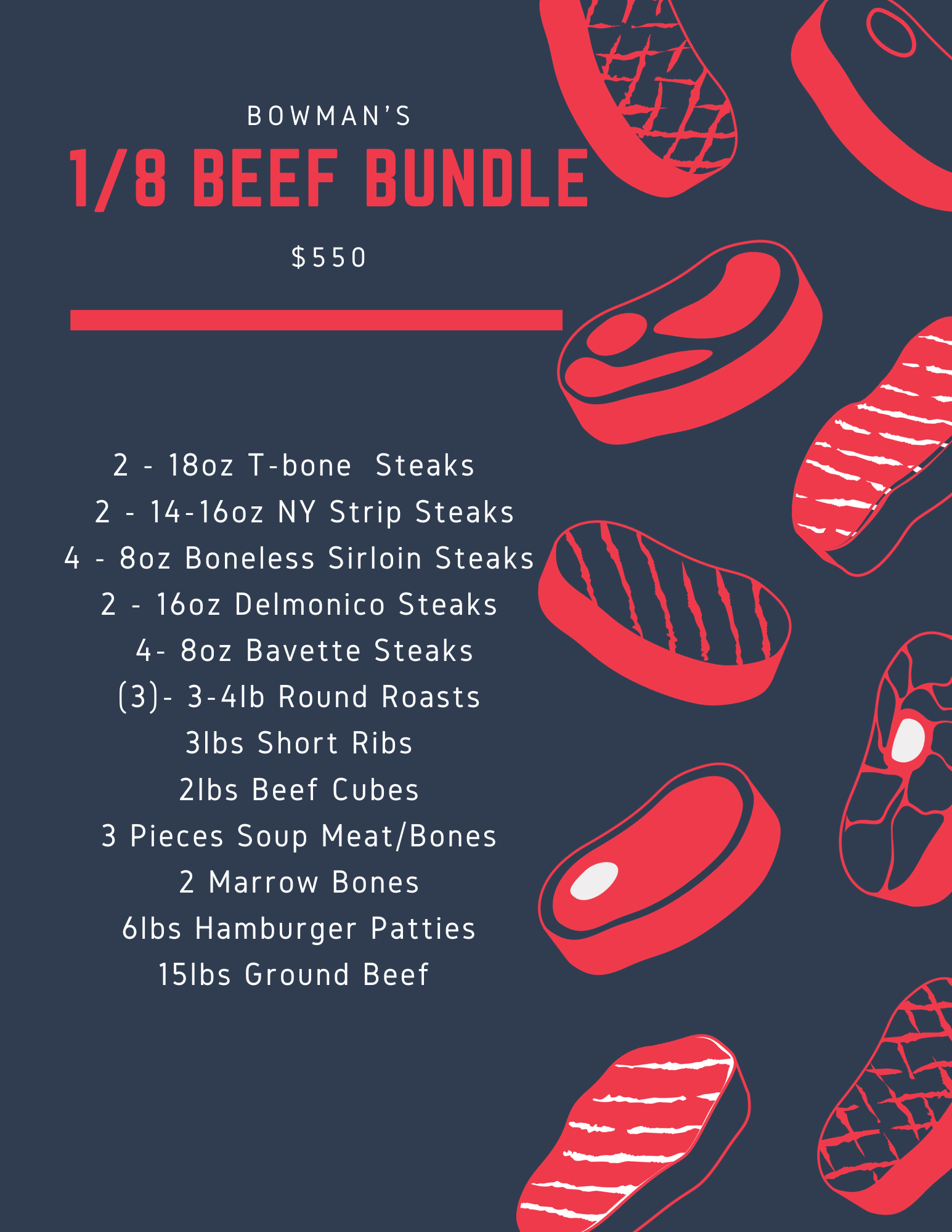 Beef Share - 1/8 - Bowman's Butcher Shop