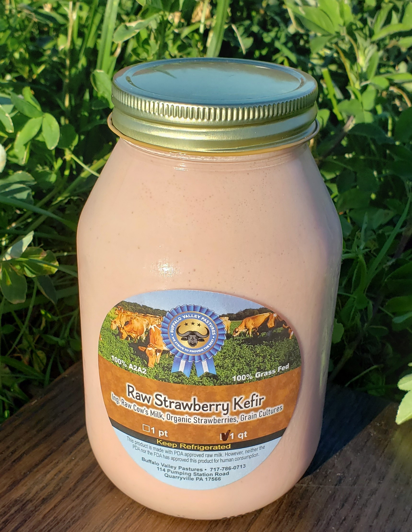 A2 Kefir, Strawberry, 1 Pt. (Plastic) - Buffalo Valley Pastures