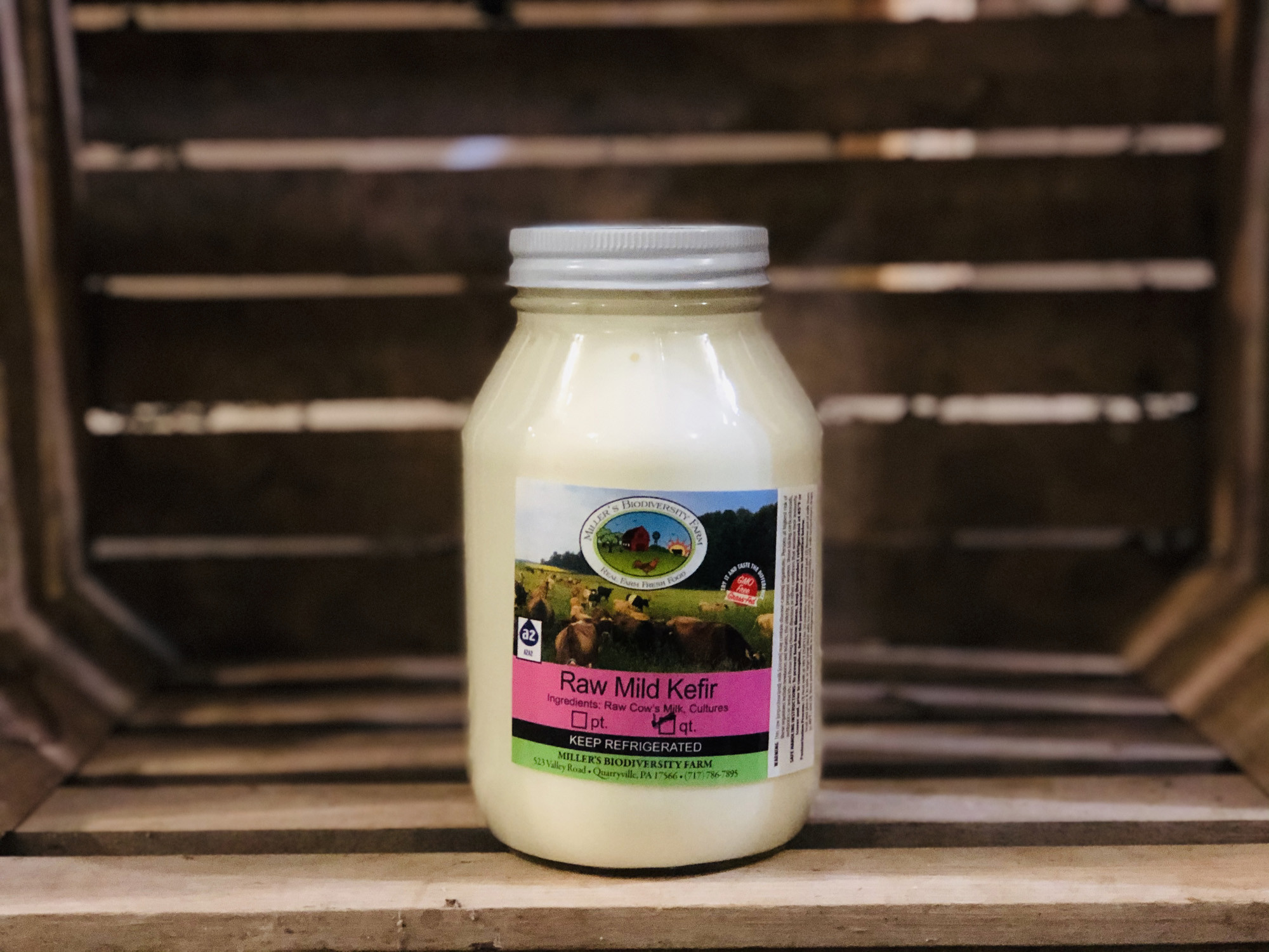 1 quart - Plain Mild A2 Kefir (Glass) - Miller's Bio Farm