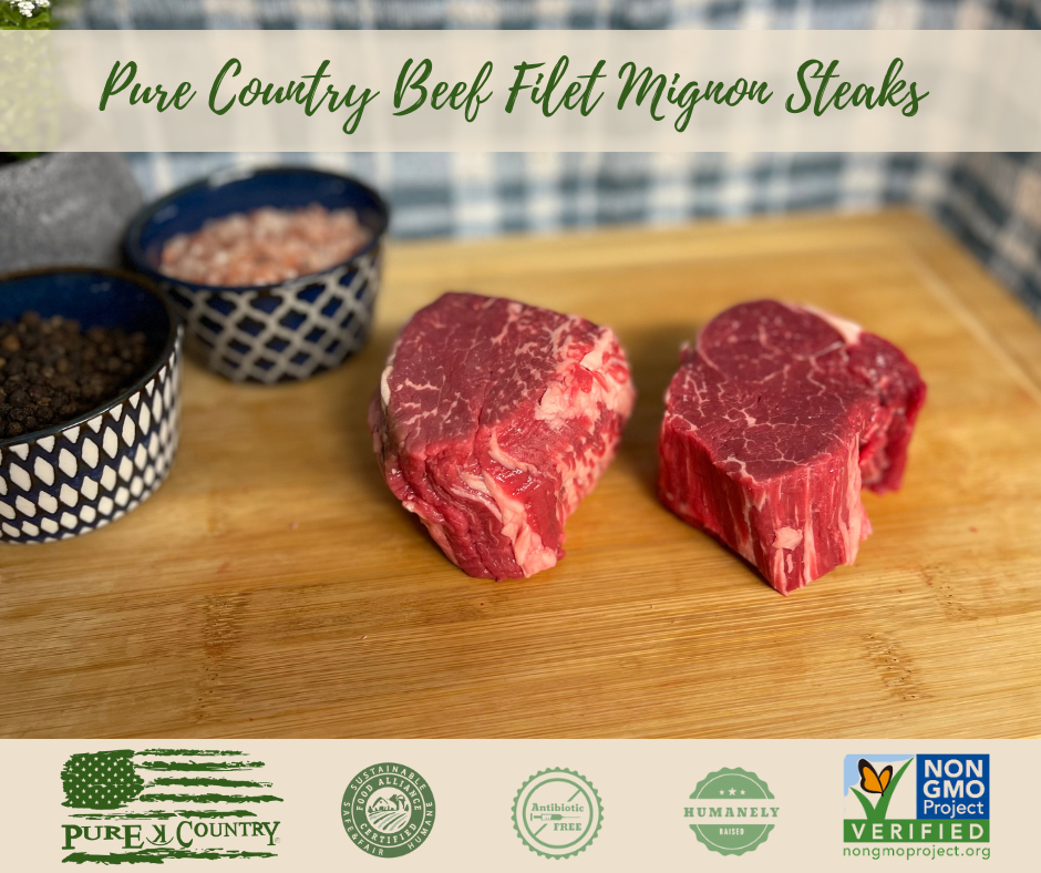 Beef- Filet Mignon Tenderloin Steaks - Pure Country Farms