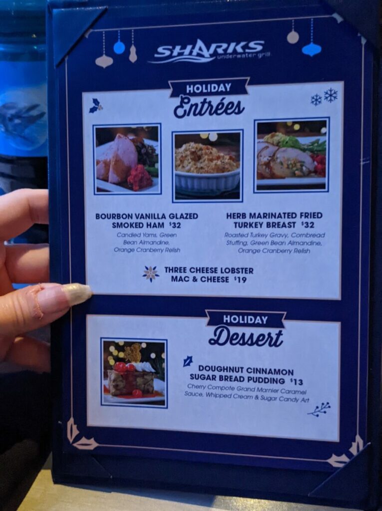 SeaWorld Orlando Holiday Dining at Sharks Underwater Grill Review ...