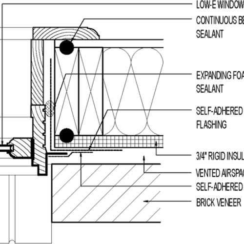 Flanged Window at Jamb. Exterior Foam Sheathing; Brick Veneer Siding ...