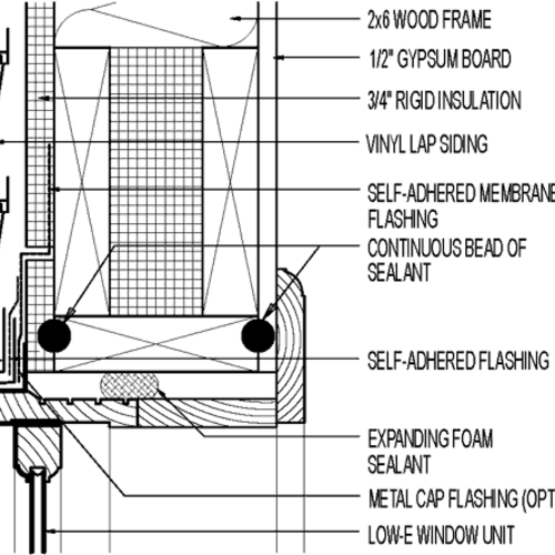 Flanged Window at Head. Exterior Foam Sheathing; Vinyl Siding ...